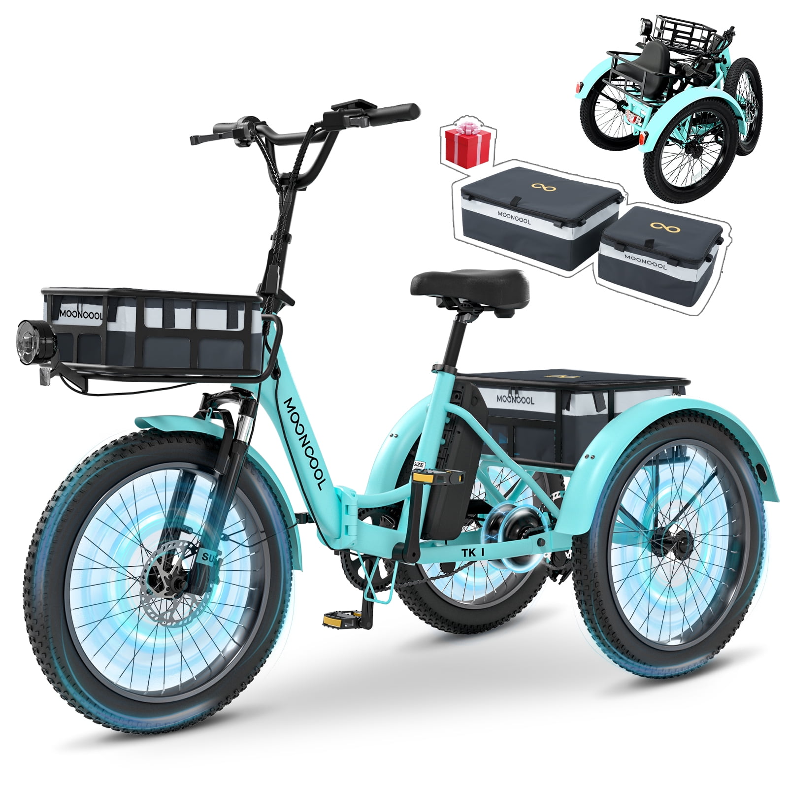 MOONCOOL Electric Trike, Electric Tricycle for Adults, 20" Folding 3 ...