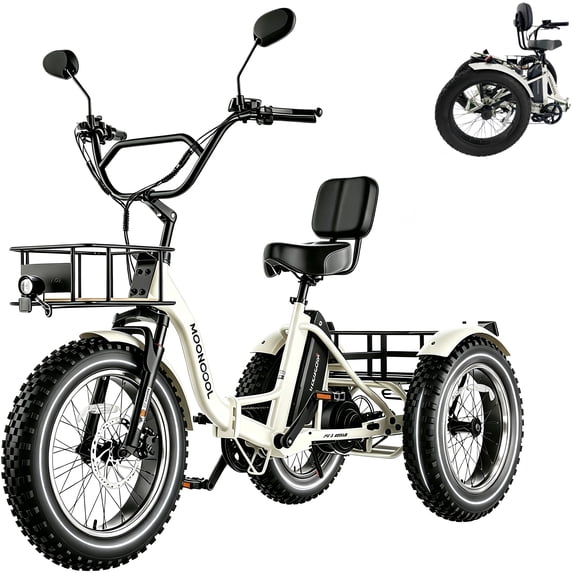 MOONCOOL FT1 Folding Electric Tricycle for Adults,48V 500W Helical ...