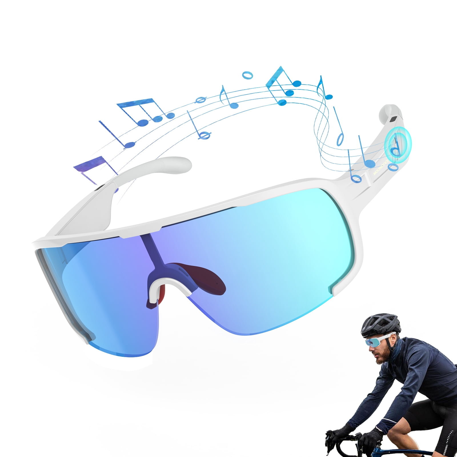 MOONCOOL Smart Glasses,Polarized Sunglasses with Bluetooth 5.3, Built ...