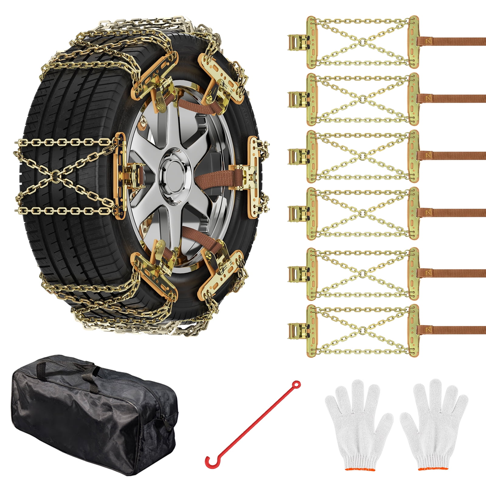 MOONCOOL Snow Chains, 6 Packs Car Snow Chains Emergency Anti Slip Tire ...
