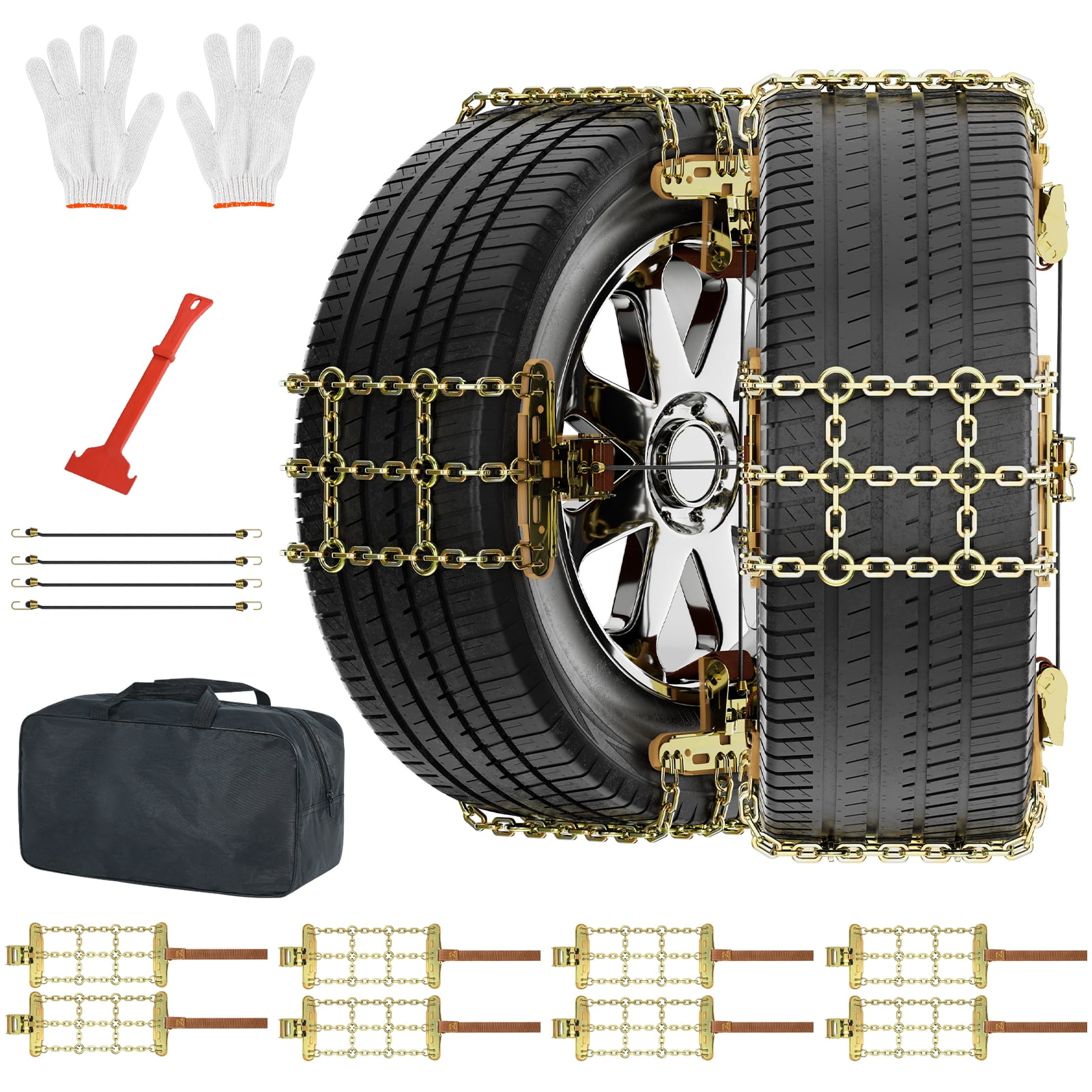 MOONCOOL Snow Chains, 8 Packs Car Snow Chains Emergency Anti Slip Tire ...