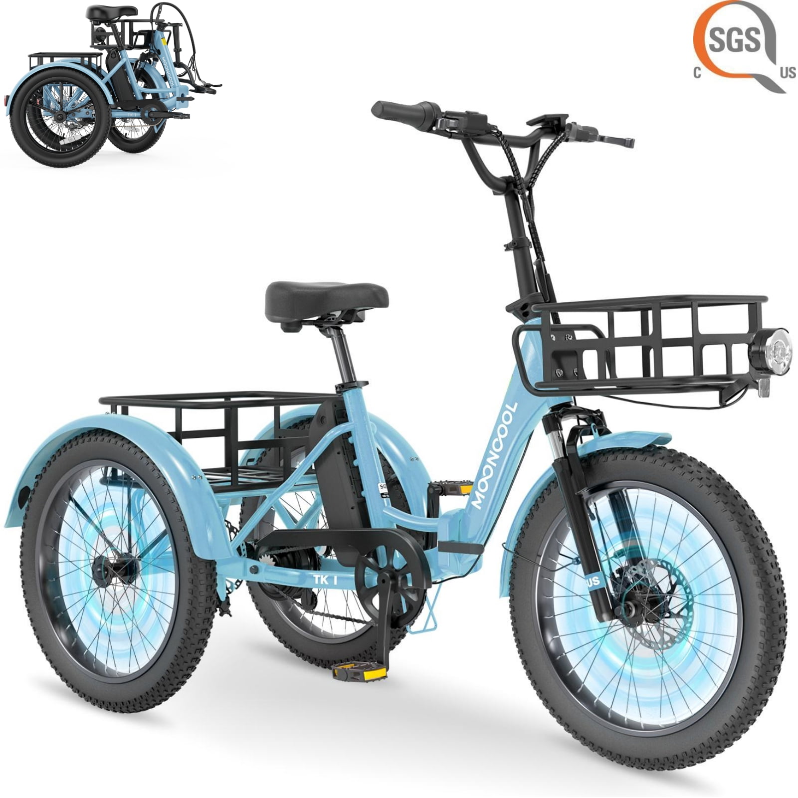 MOONCOOL TK1 Folding Electric Tricycle for Adults,48V 14.5Ah Removable ...