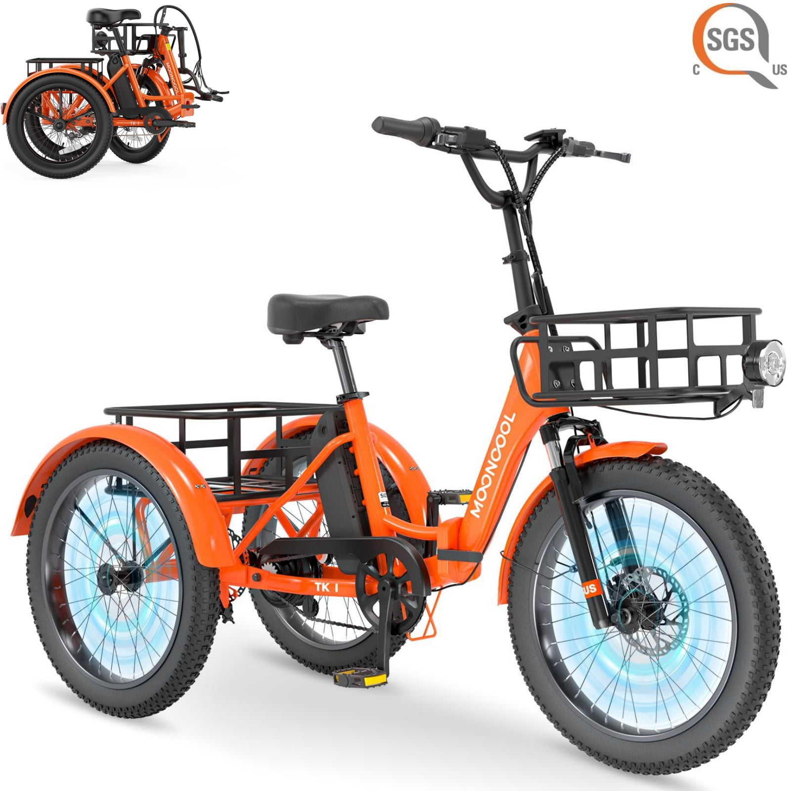 "MOONCOOL 750W Electric Tricycle, 20"" Fat Tire 3 Wheel Ebike with ...