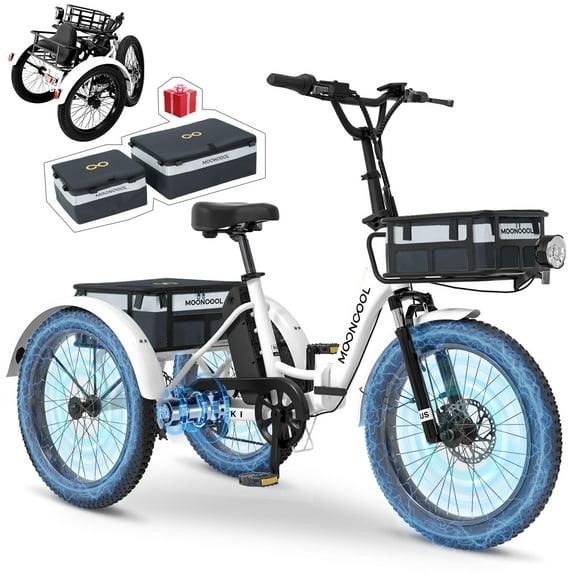 "MOONCOOL 750W 48V Folding E-Tricycle, 20"" Fat Tire 3 Wheel Bike for ...
