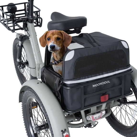 MOONCOOL Tricycle Rack Bag, 48L Waterproof Rear Pet Carrier, Velcro ...