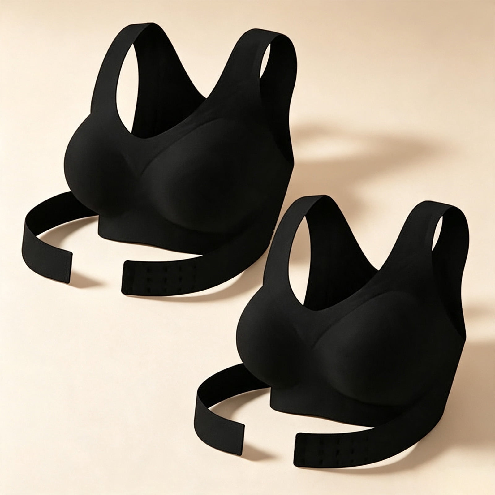 MOONDU Women's Posture Bra Front Closure Wireless Back Support Full ...