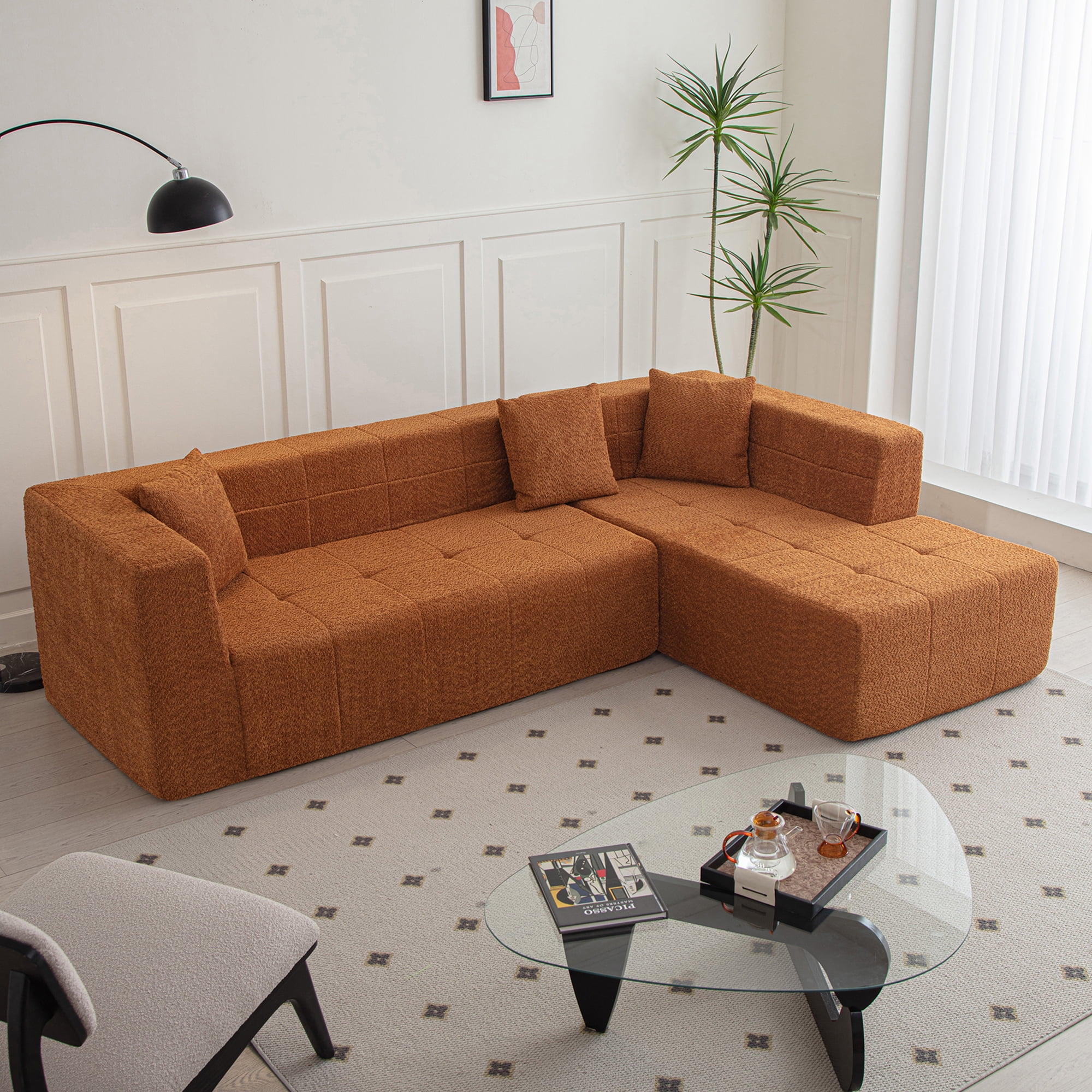 MOONMISS 105.5" Polyester Upholstered Modular Oversized L-Shaped Comfy ...