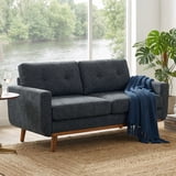 MOONMISS 67" Velvet Loveseat Couch, Modern Small Sofa With Walnut Wood ...