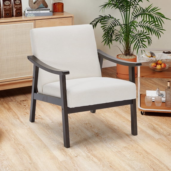 MOONMISS Accent Chair, Upholstered Comfy Single Sofa with Wood Feet ...