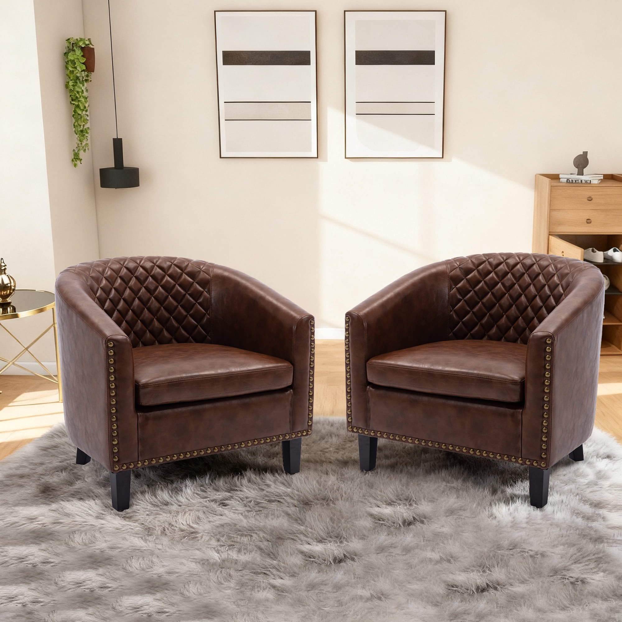 MOONMISS Barrel Accent Chair Club Armchairs(Set of 2),Comfy chairs for ...