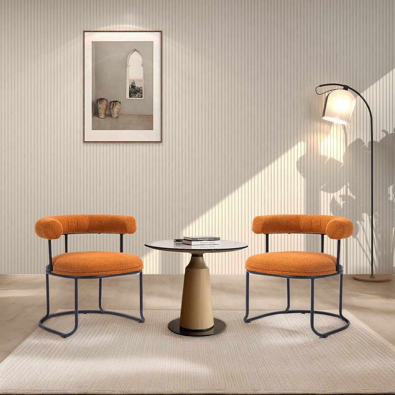 MOONMISS Boucle Upholstered Mid-Century Modern Round Curved Backrest ...