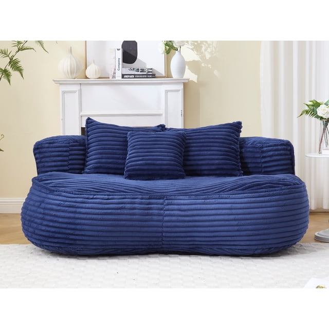 MOONMISS Corduroy Upholstered Durable Comfort Lounger Bean Bag Lazy ...