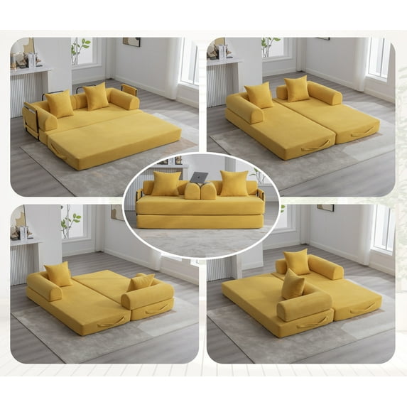 MOONMISS Corduroy Upholstered Modern Comfort Foldable Compressible Sofa ...
