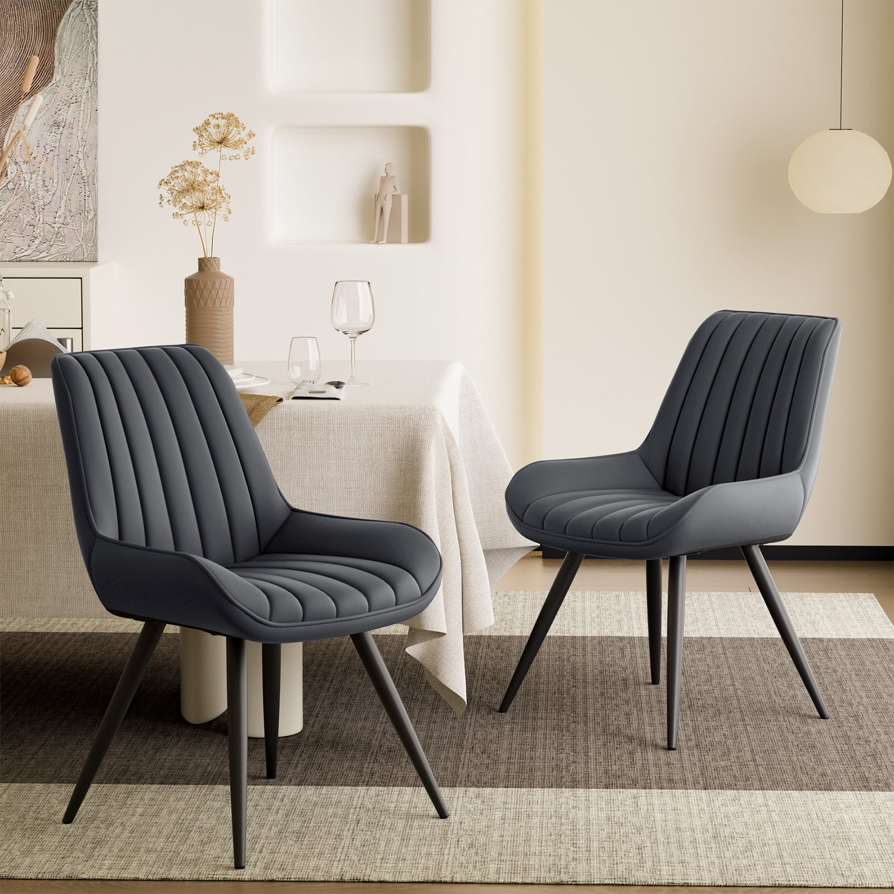 MOONMISS Modern Upholstered Dining Chairs Set of 2, Comfy Kitchen Side ...