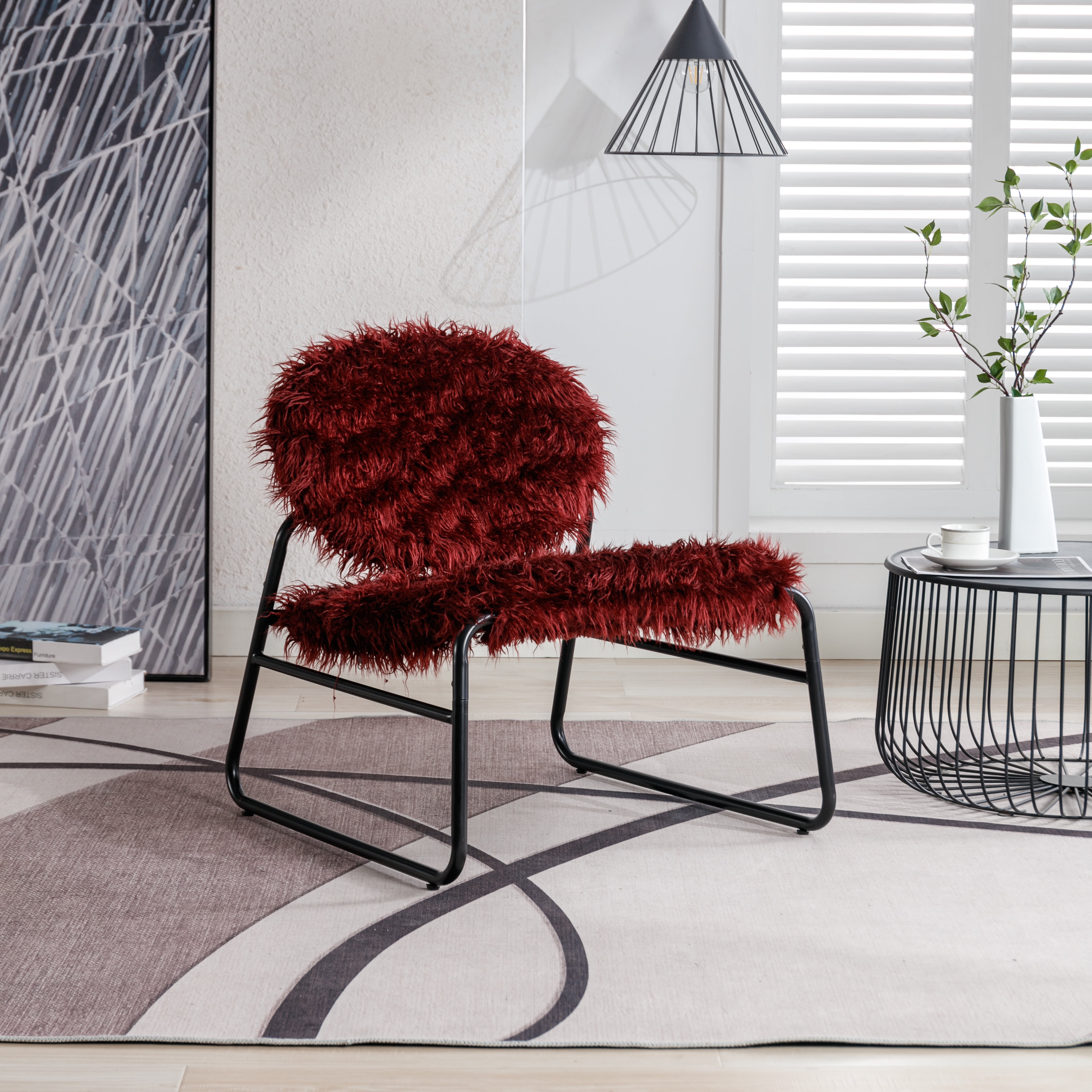 MOONMISS Modern Metal Accent Chairs, Wine Red - Walmart.com