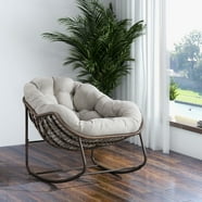 SWITTE Outdoor Rocking Chair, Indoor Lounge Rocking Chair with Cushion ...