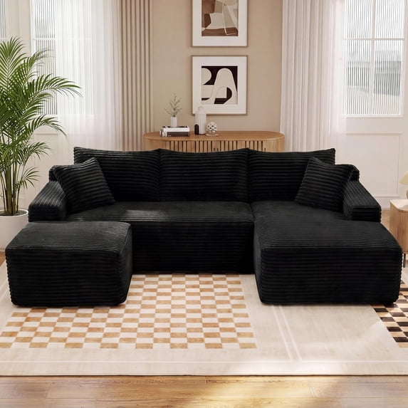 MOONMISS Small Modular Sectional Sofa with Movable Chaise and Ottoman,U ...