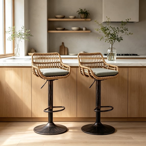 MOONMISS Swivel Bar Stools Set of 2, Modern Adjustable Counter Height ...