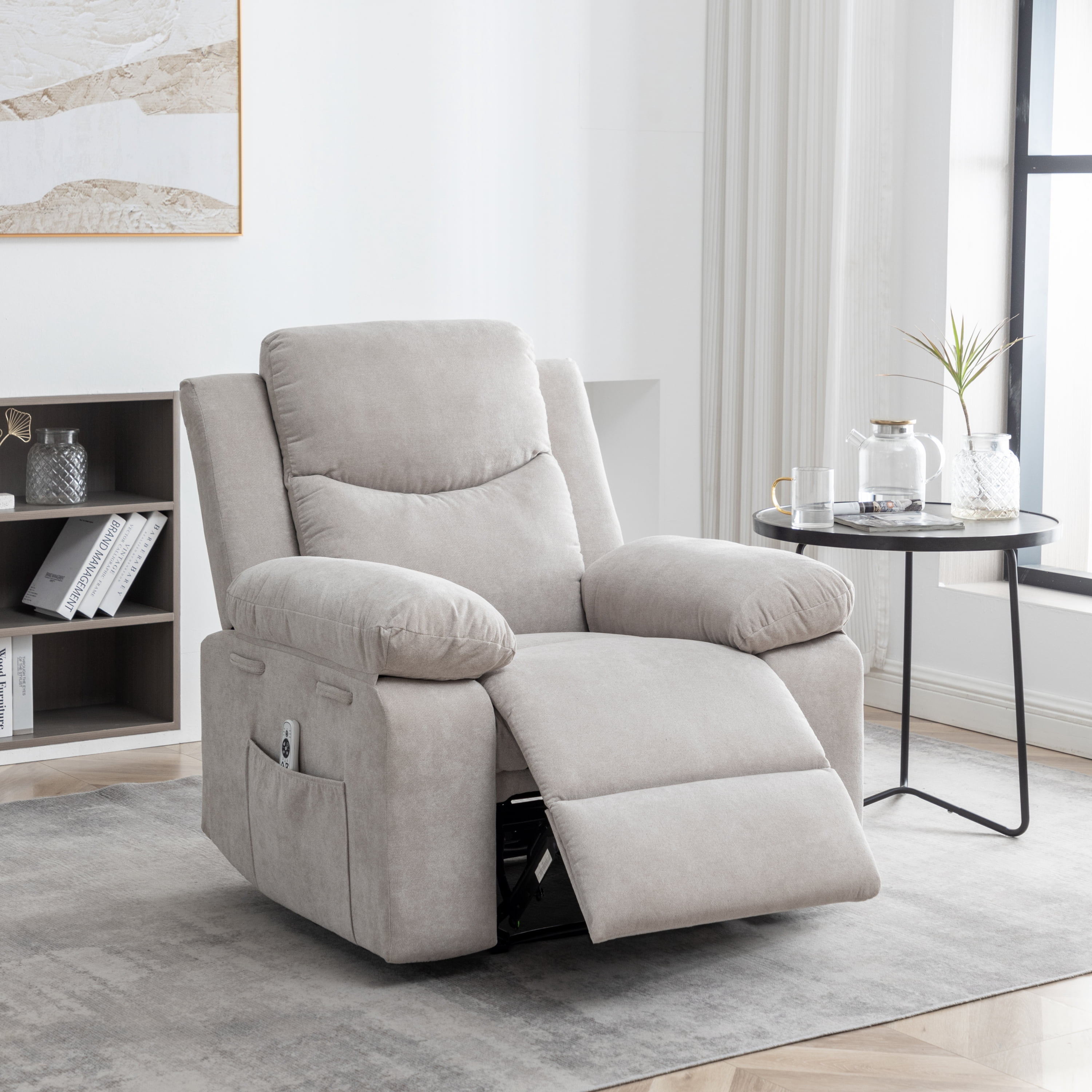 Free Shipping! Moon&Miss Velvet Reclining Power Recliner Chair with ...