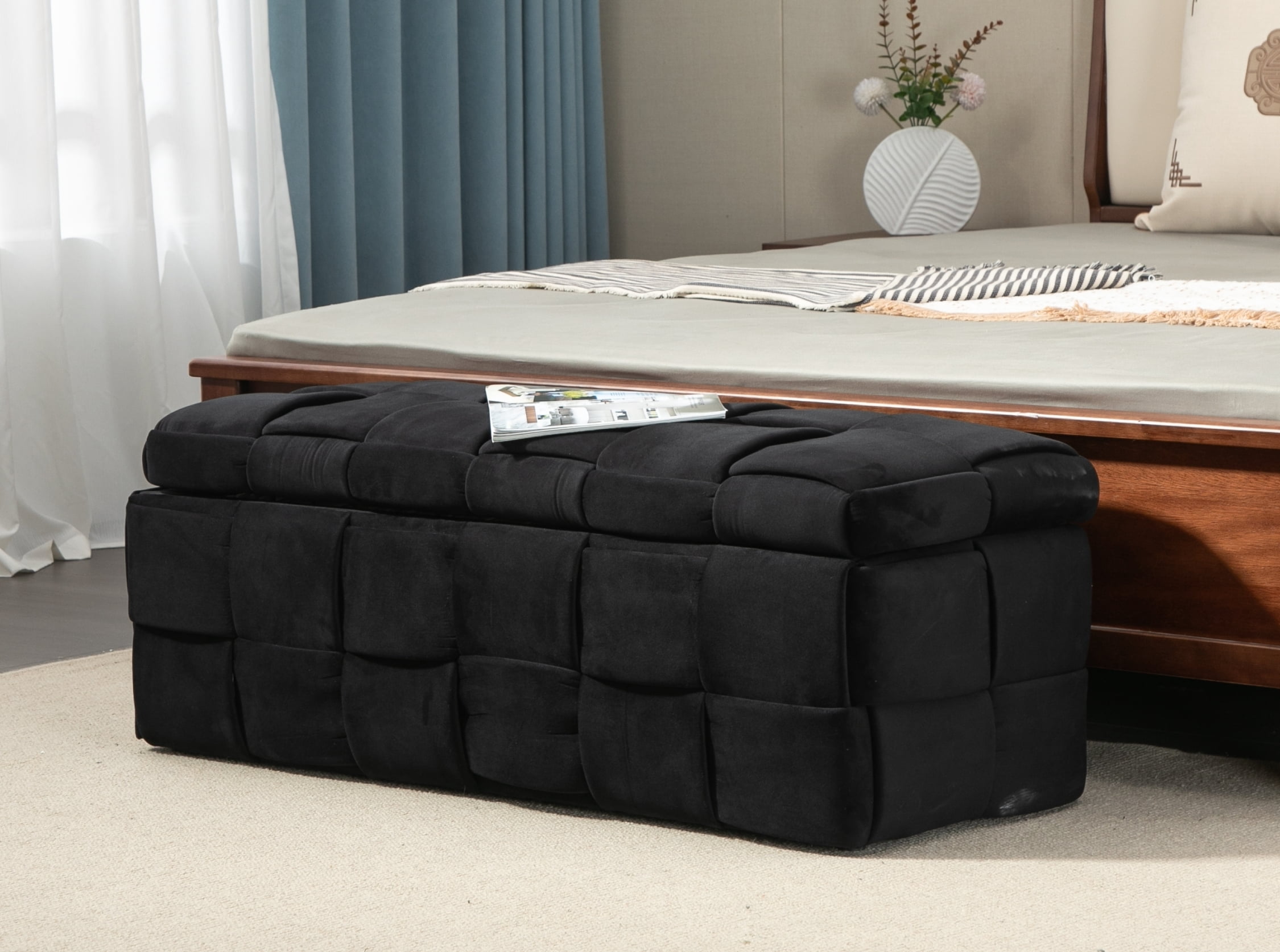 MOONMISS Velvet Upholstered Storage Ottoman Bench - Design - Walmart.com