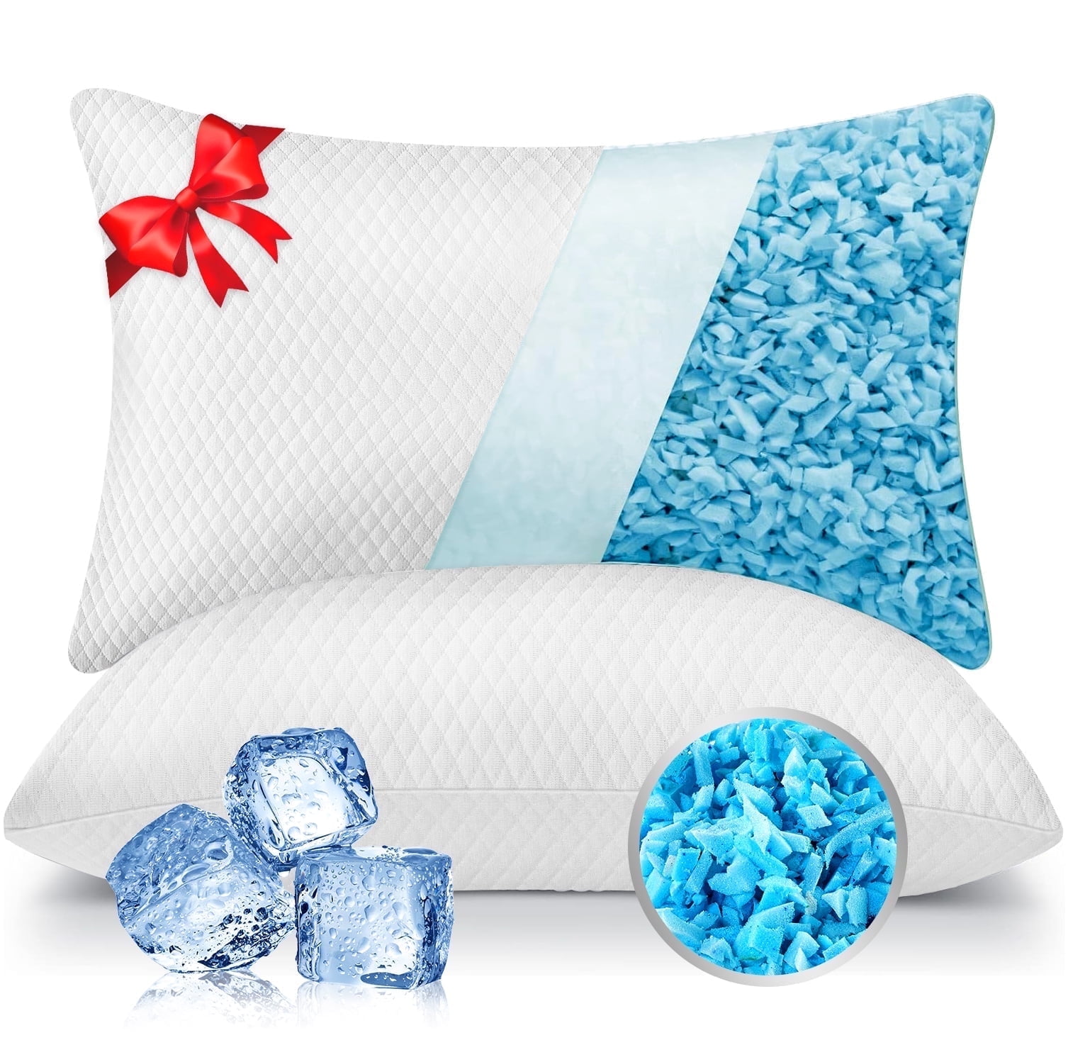 MOONORAH Cooling Bed Pillows for Sleeping Shredded Memory Foam Pillows ...