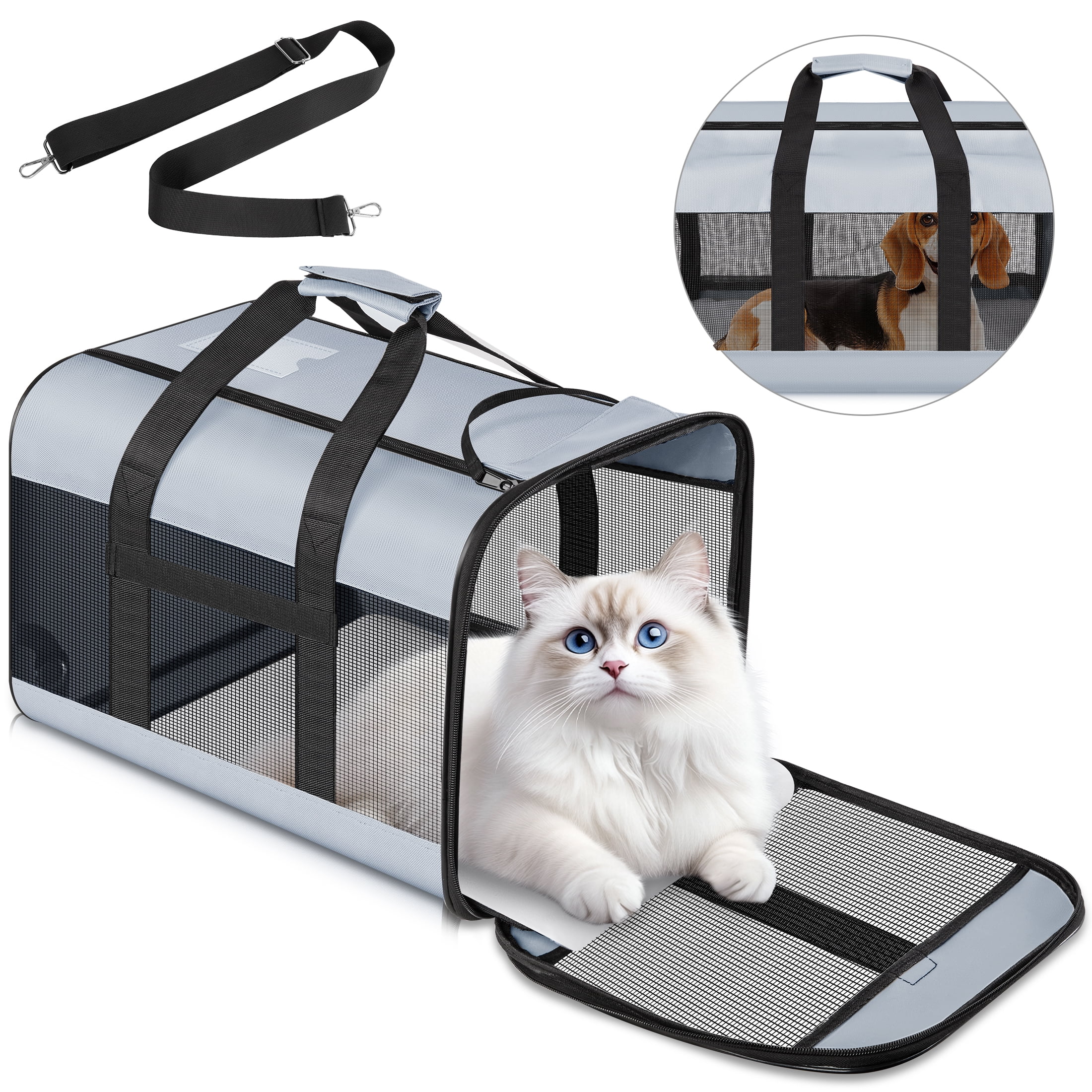 MOONORAH Cat Carrier, Pet Travel Carrier Airline Approved Soft Bag for ...