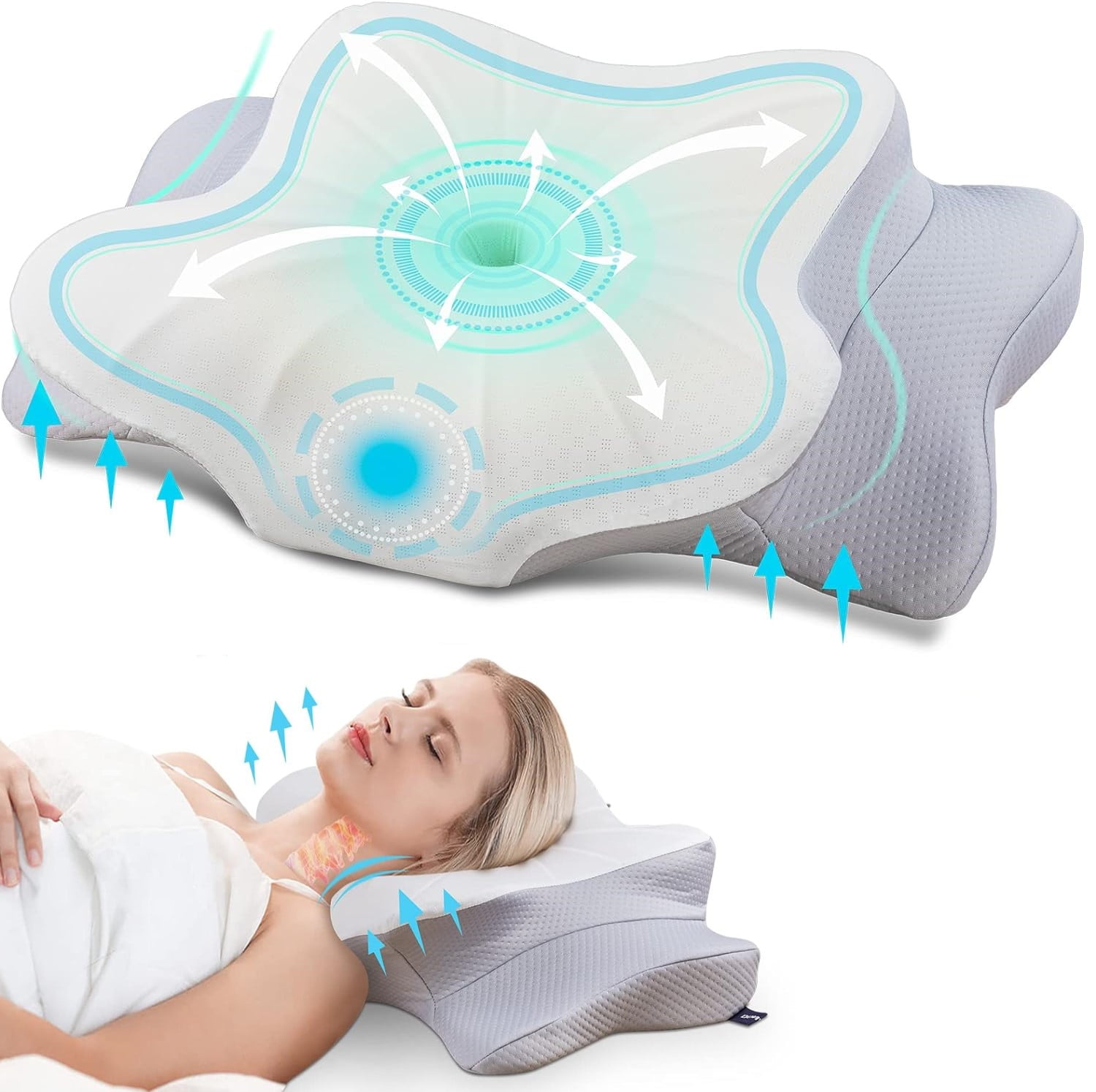MOONORAH Cervical Pillow for Neck Pain Relief, Contour Memory Foam ...