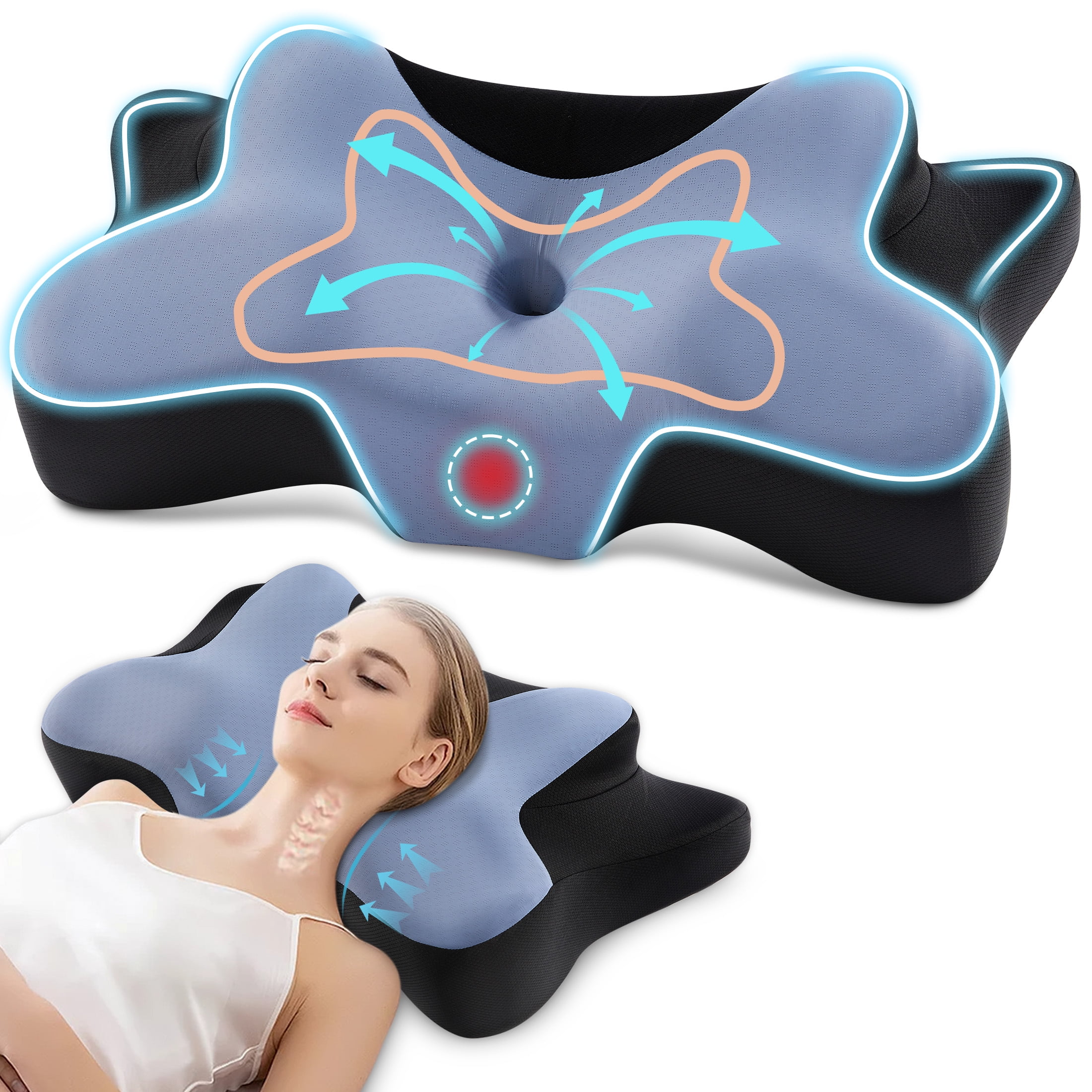 MOONORAH Cervical Pillow for Sleeping Neck Pain Relief with Pillowcase ...