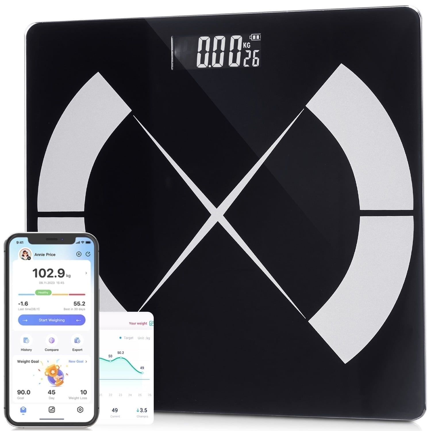 MOONORAH Bluetooth Body Fat Scale, Smart Scale for Body Weight Health ...