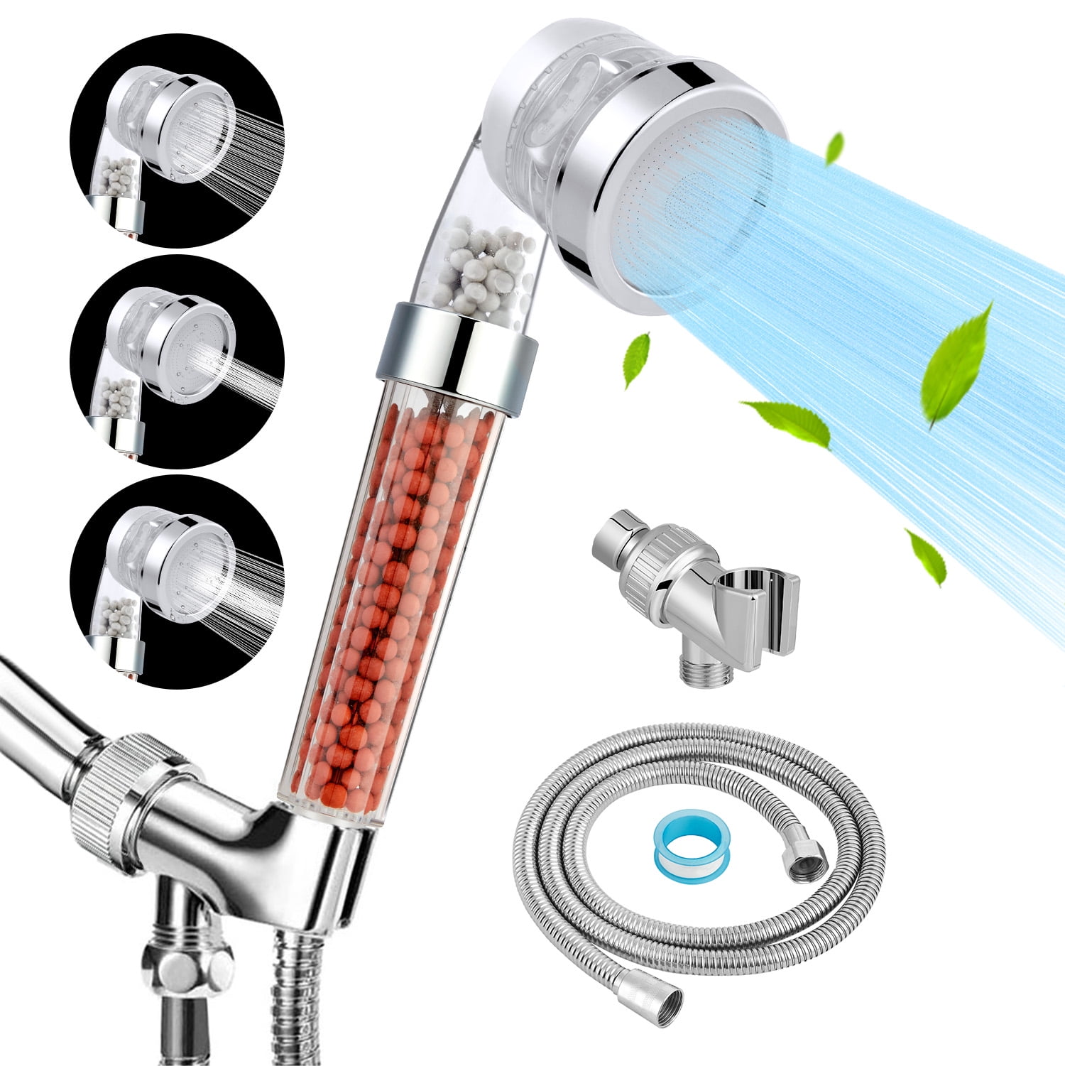 MOONORAH Shower Head, 3-Setting High Pressure Handheld Shower Head with ...