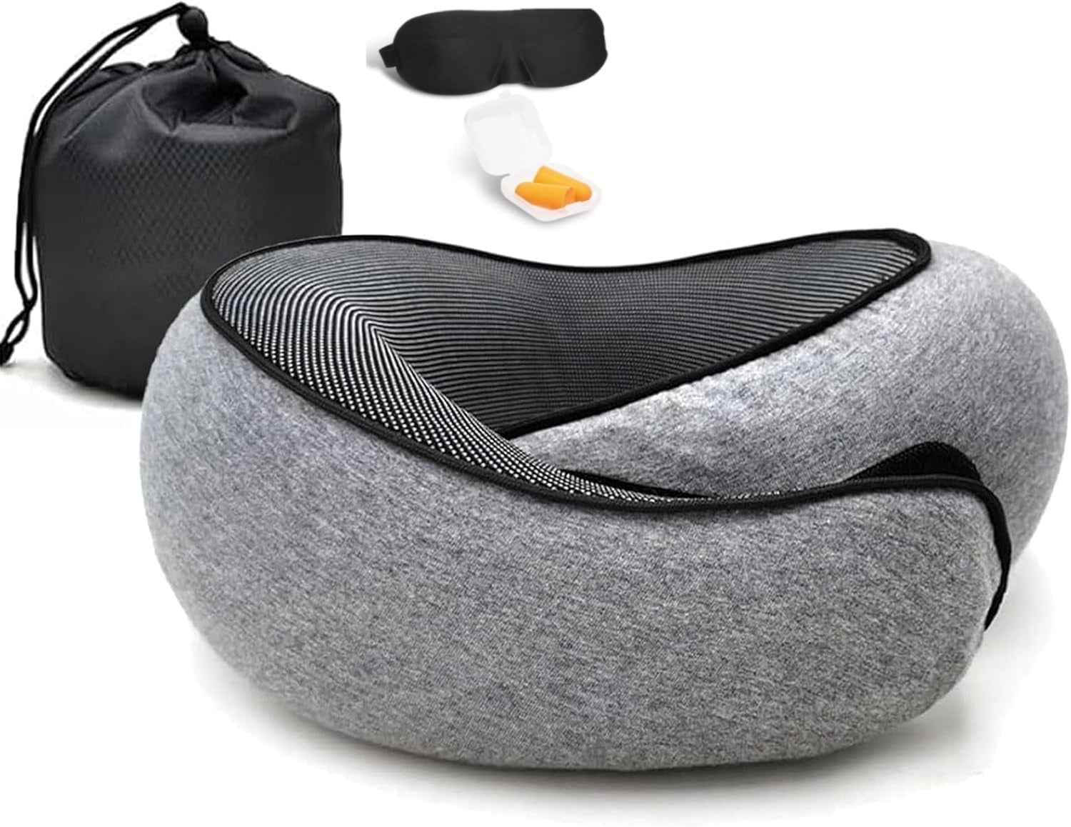 MOONORAH Travel Neck Pillow, 360Â° Memory Foam, 3D Eye Mask, Earplugs ...