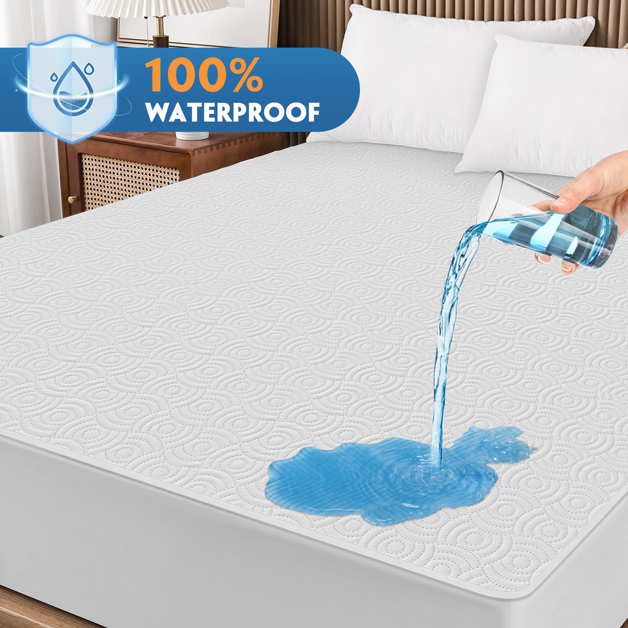 WANALIT Waterproof Mattress Protector, Full Size Mattress Pad Noiseless ...