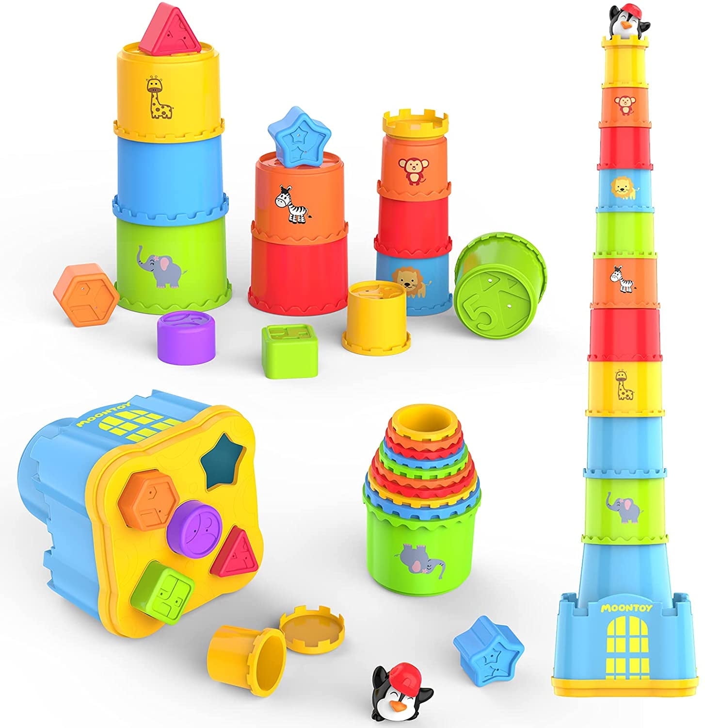 MOONTOY Baby Stackable Stacker Nesting Cups Toys, 1-3 yr Toddlers Beach ...