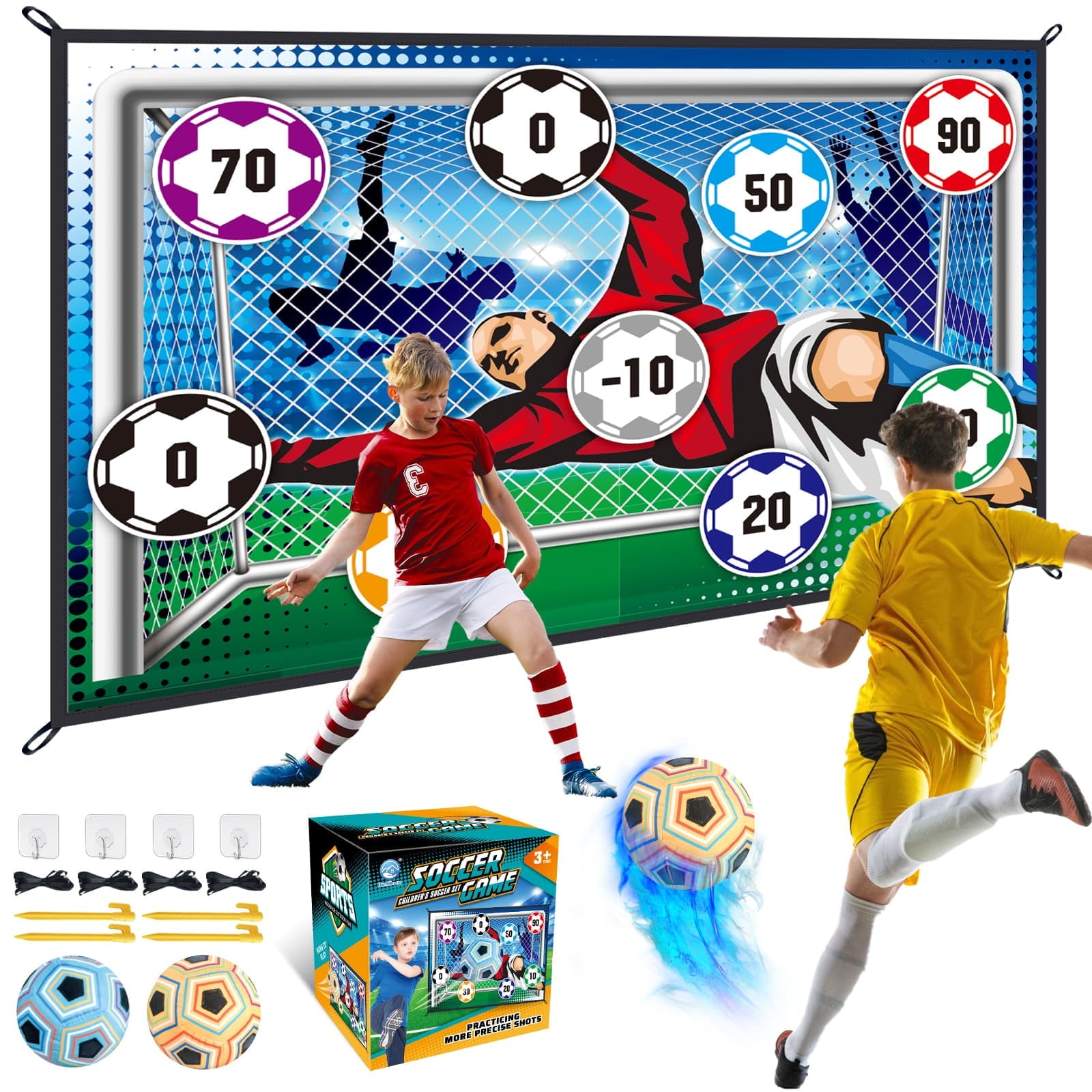 MOONTOY Soccer Ball Game Set, Indoor Outdoor Backyard Toss Soccer Goal ...