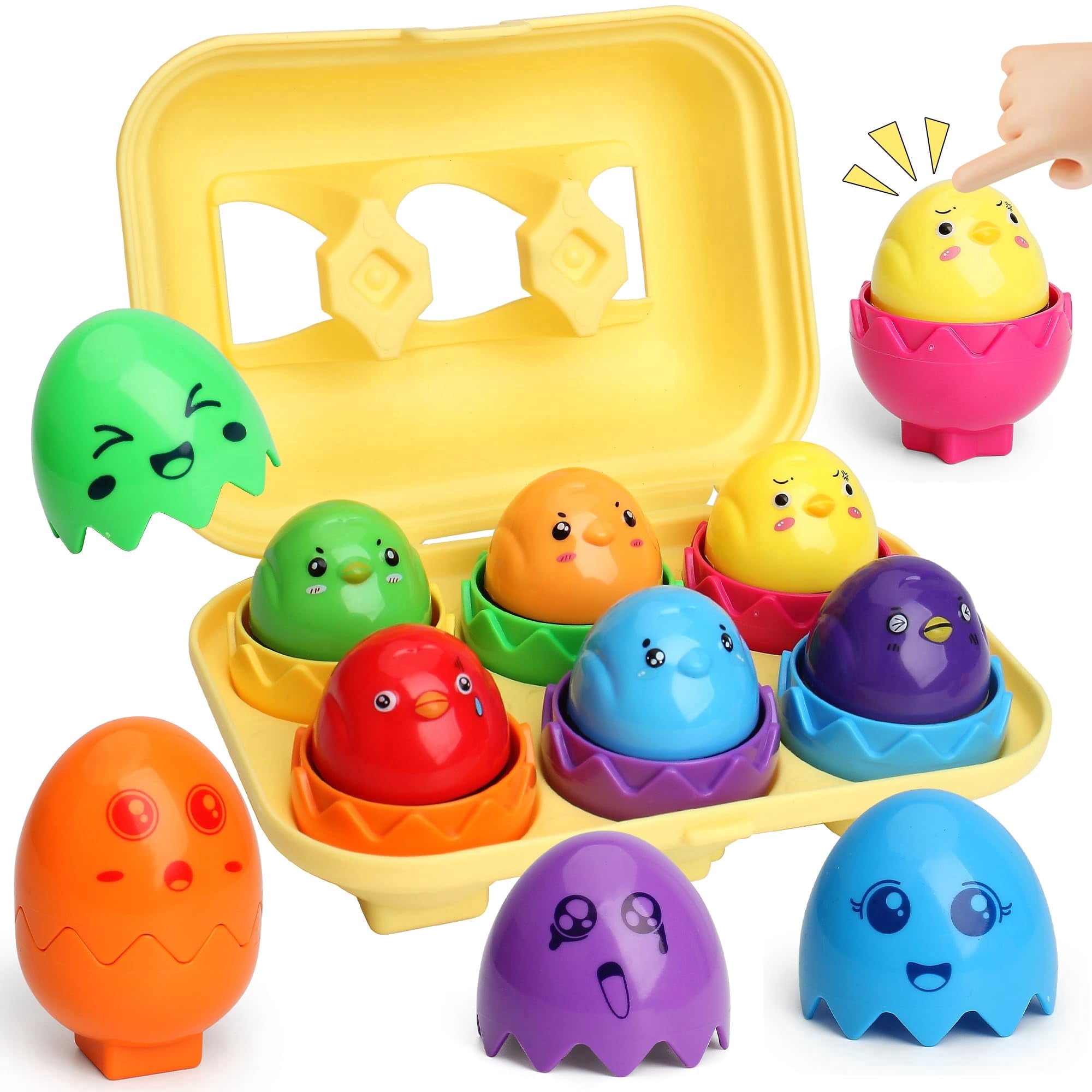 MOONTOY Easter Eggs, Matching Egg Toys for Toddlers 1-3, Easter Basket ...
