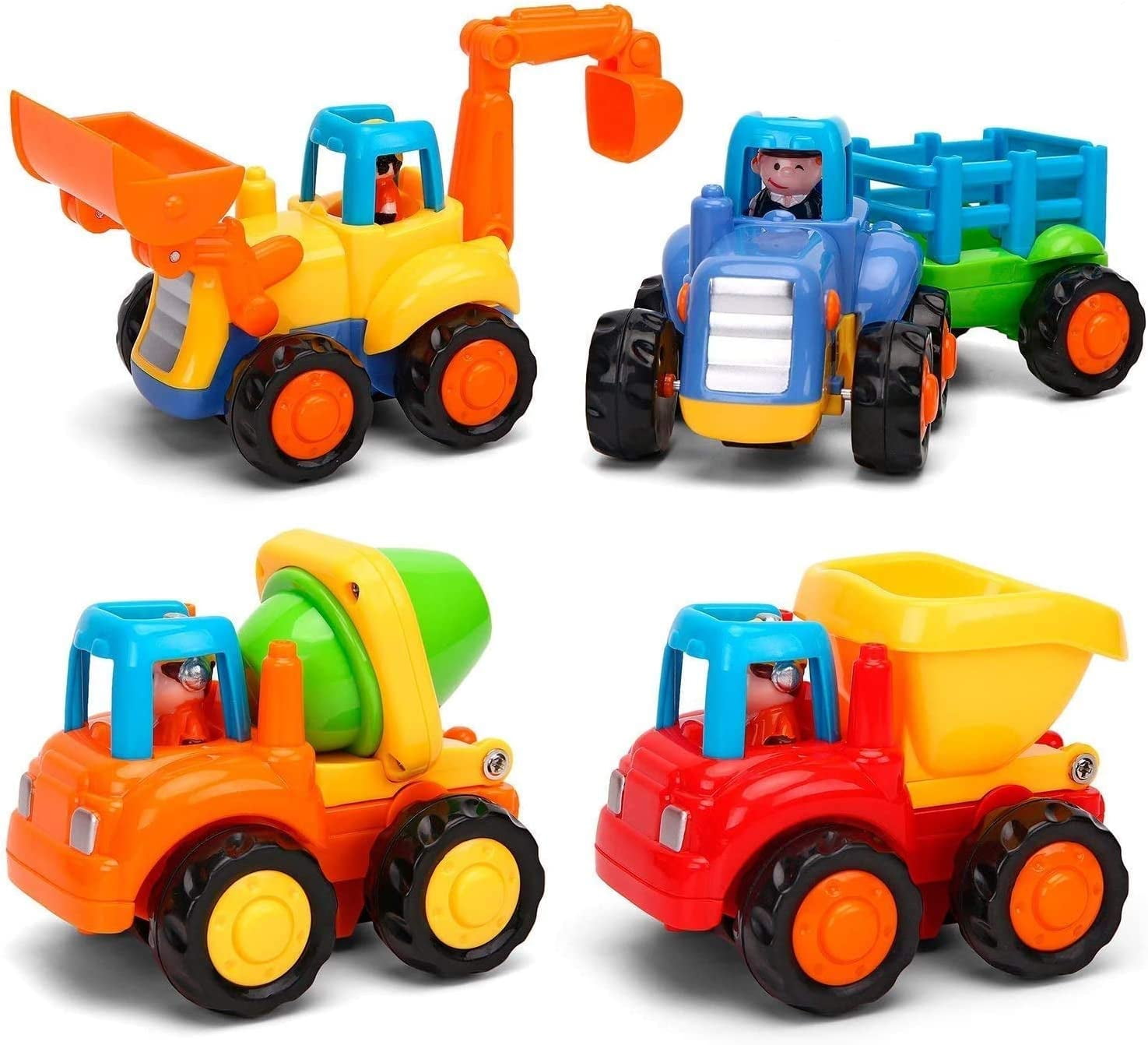MOONTOY Toddler Toy Truck Set, 4WD Friction Power Car Toys, Perfect ...