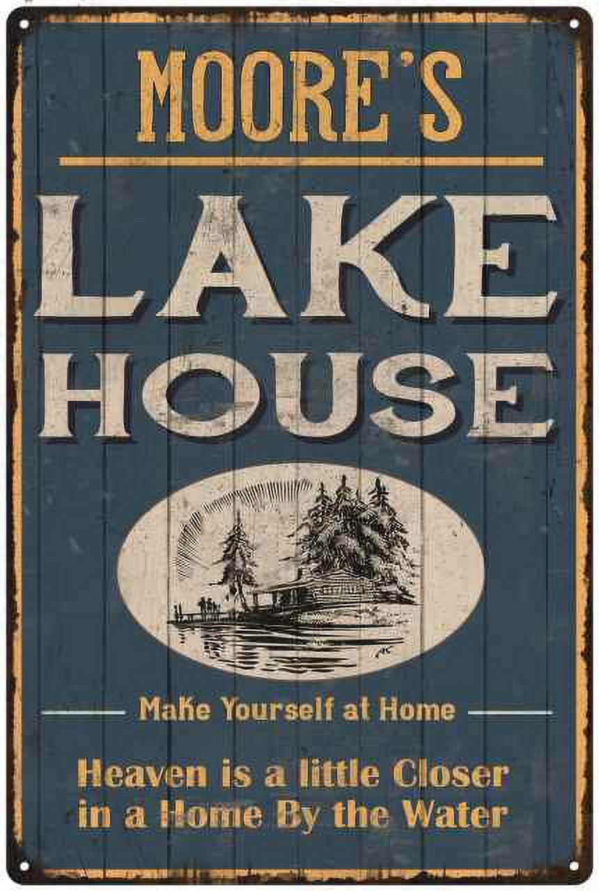 MOORE'S Lake House Blue Cabin Home Decor Gift 8x12 Metal 208120038016 ...