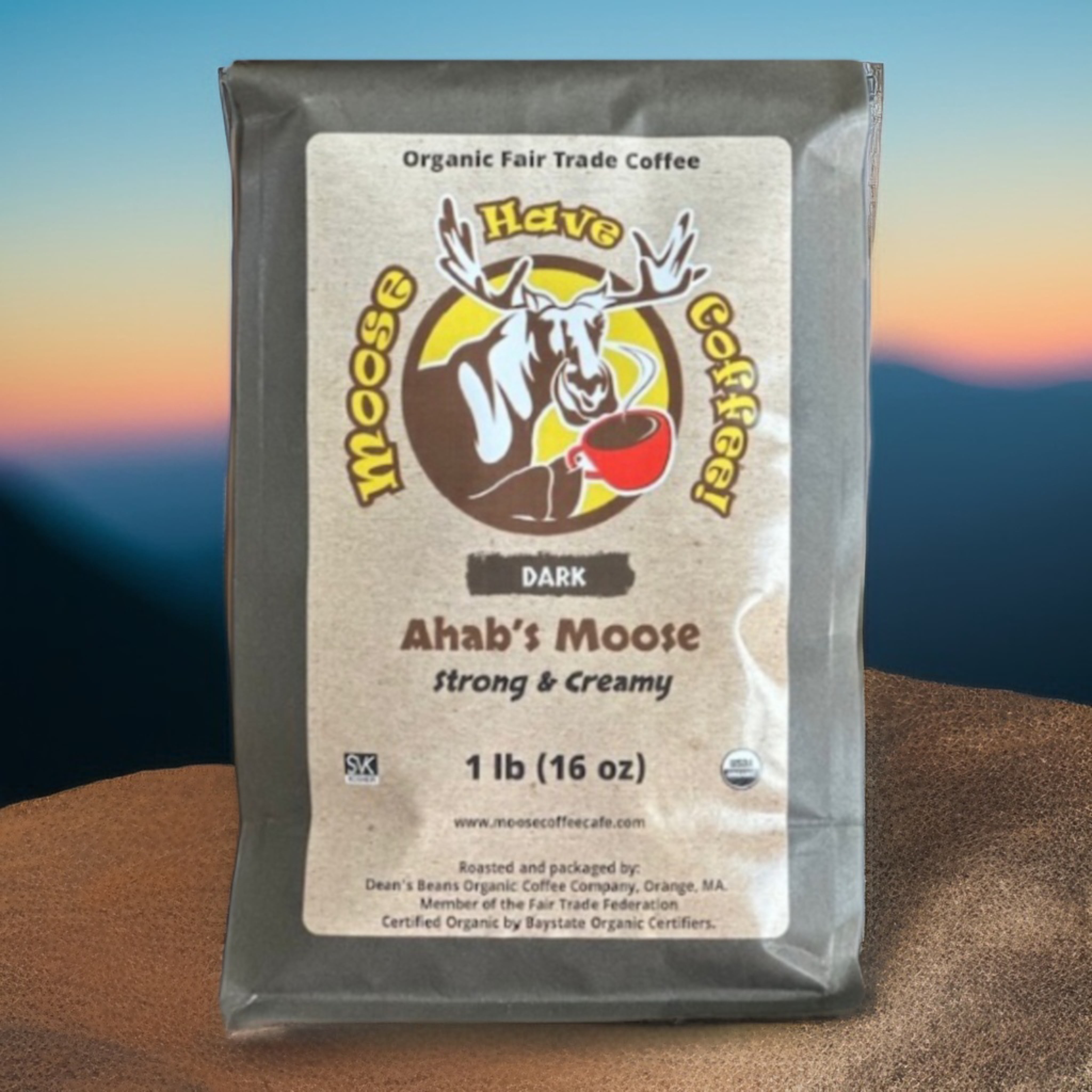 MOOSE HAVE COFFEE! AHAB'S MOOSE ORGANIC WHOLE BEAN COFFEE - 1LB ...