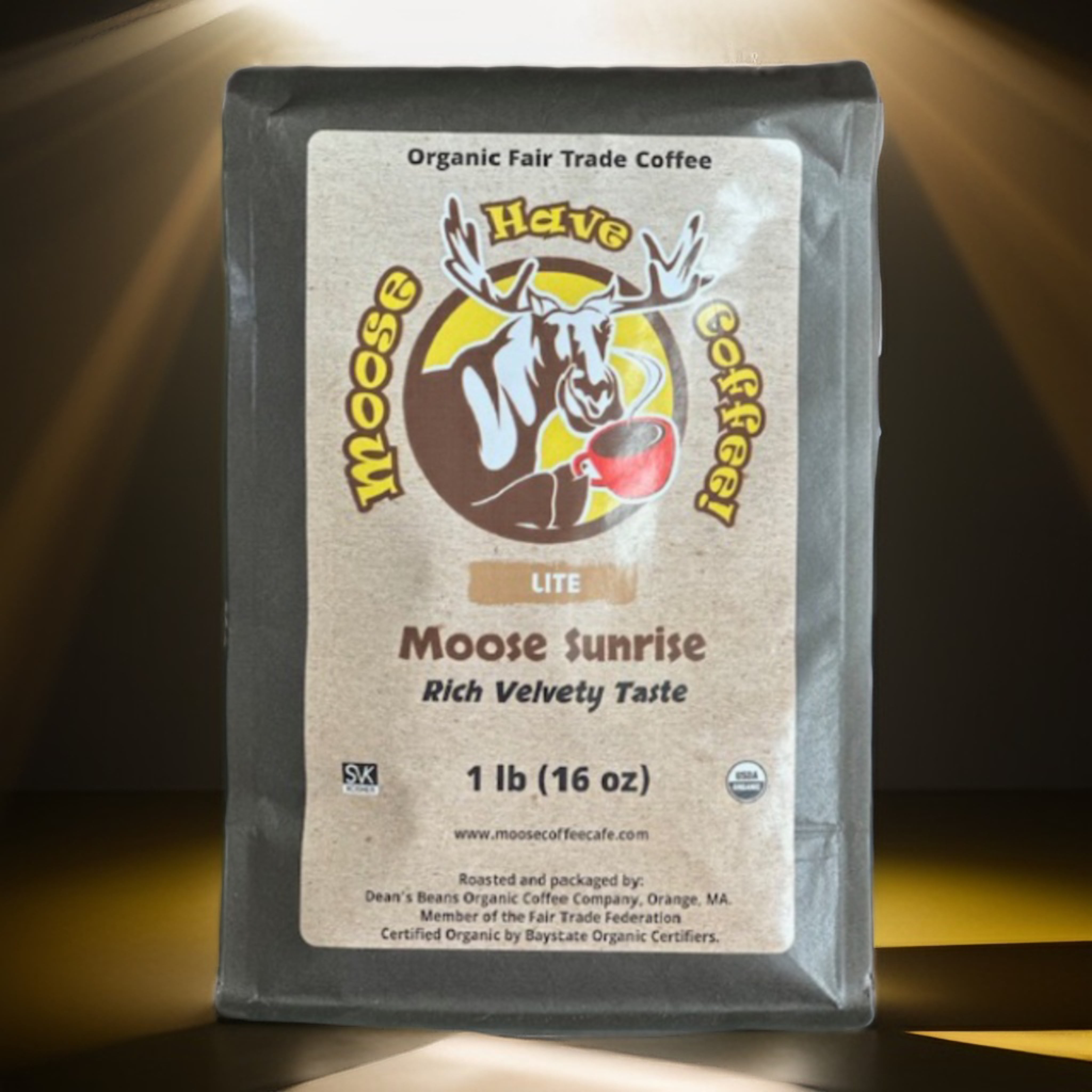 MOOSE HAVE COFFEE! MOOSE SUNRISE ORGANIC WHOLE BEAN COFFEE – 1LB ...