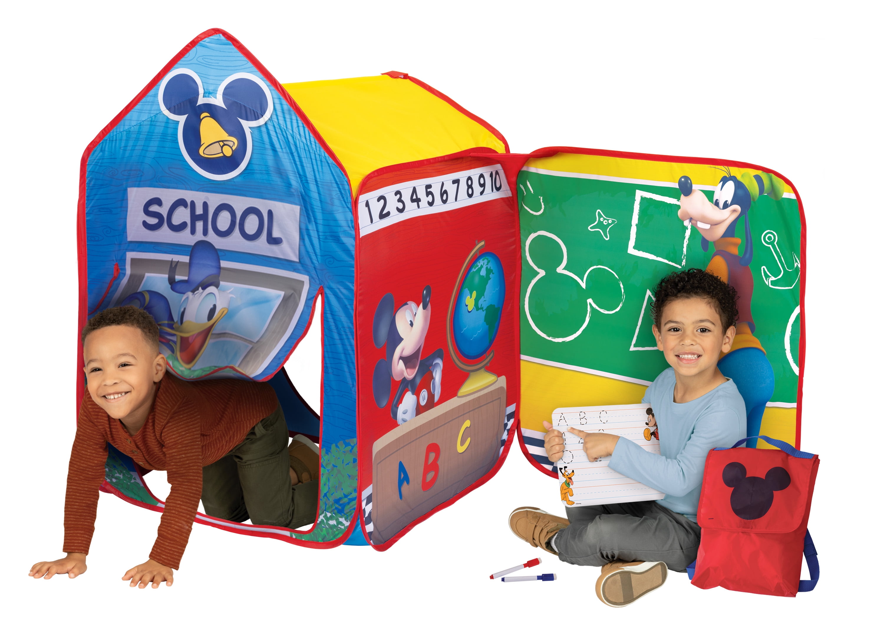 Mickey Mouse Deluxe Twist, Pop, & Play Feature School House Indoor Tent ...