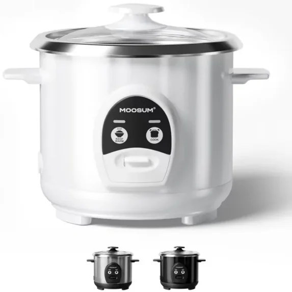 MOOSUM 3-Cup Uncooked Rice Cooker Small, Healthy & Safe Stainless Steel ...