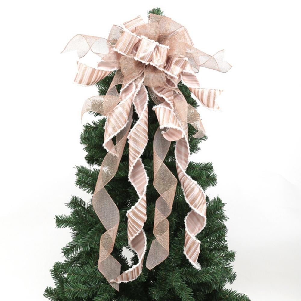 MOOSUP Christmas Tree Topper Bow, Red Buffalo Plaid Tree Topper Decor ...