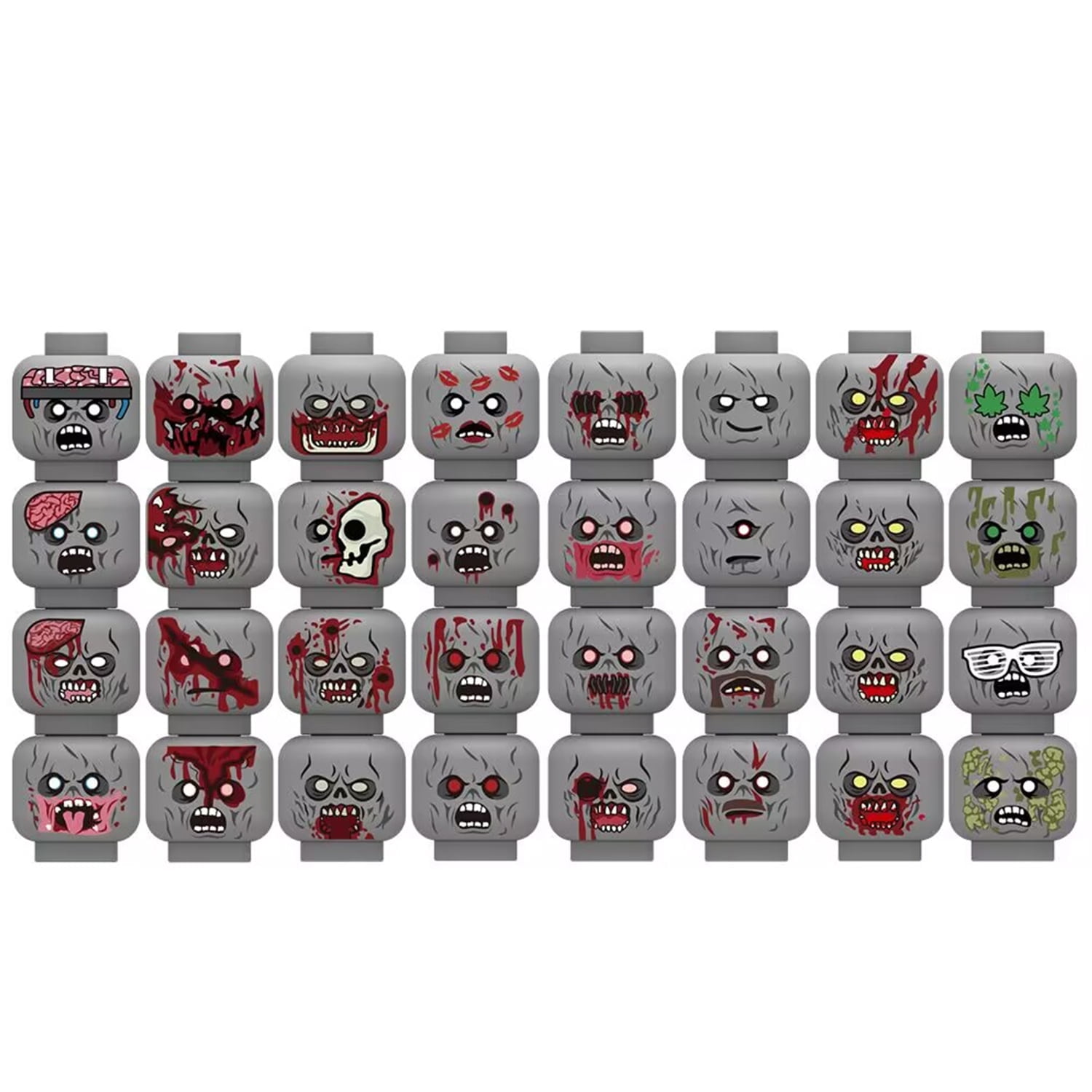 MOOXI 32pcs Horrors Zombiess Minifigures Head Pack Accessories Set ...
