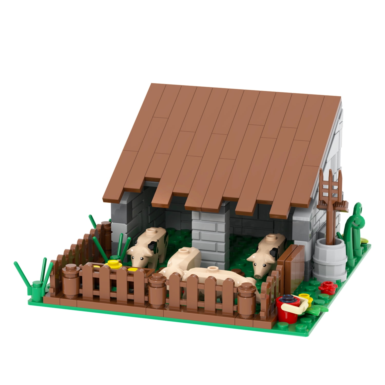 MOOXI Farm Pigsty Building Set,Classic Creative Building Blocks ...