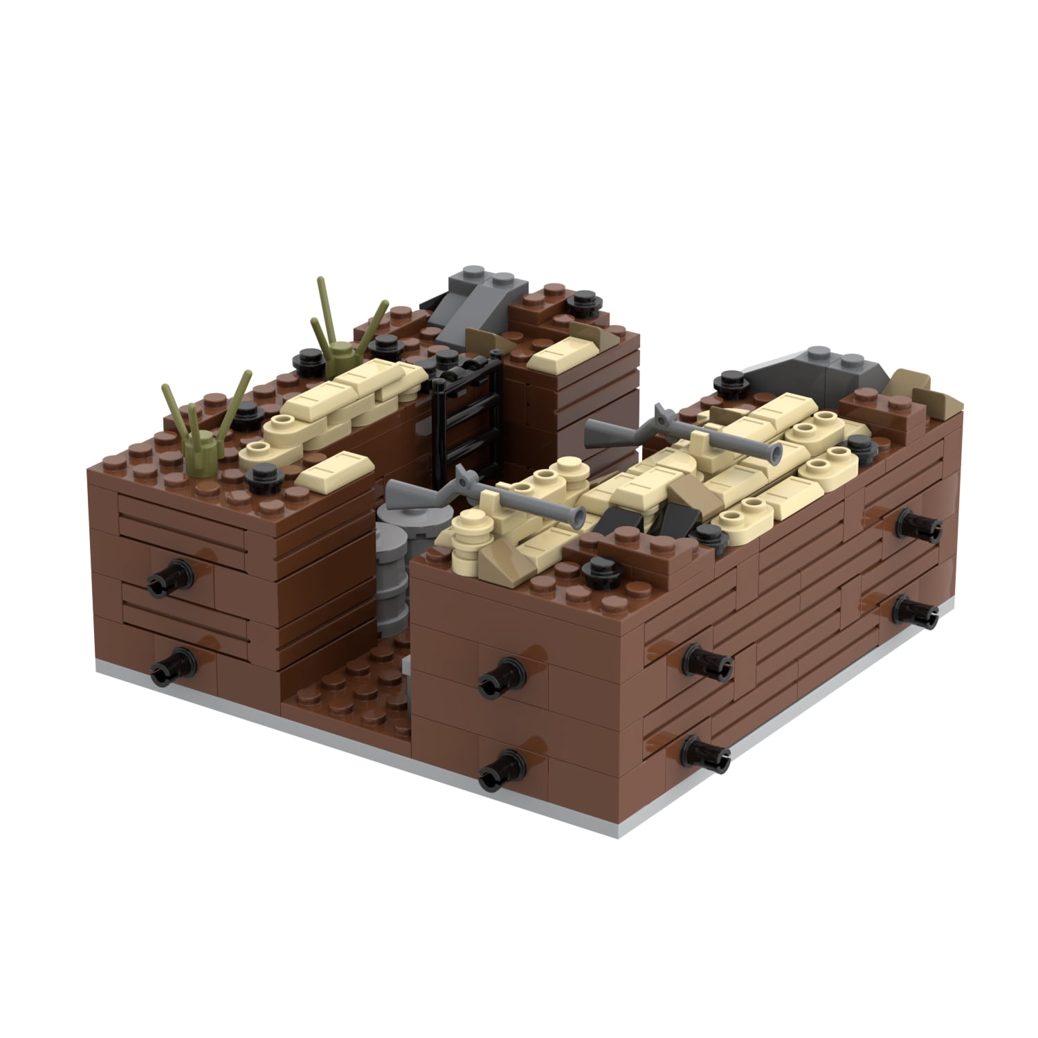 MOOXI WW2 Military Battlefield Soldier Trench Shooting Point Building ...