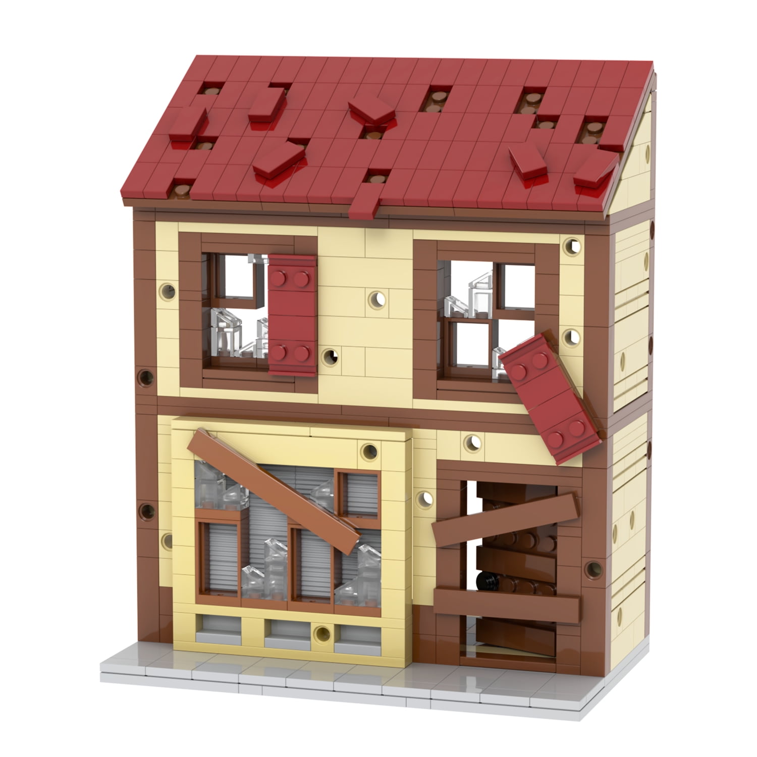 MOOXI WW2 Military Battlefield Soldier War Damaged House Building Set ...