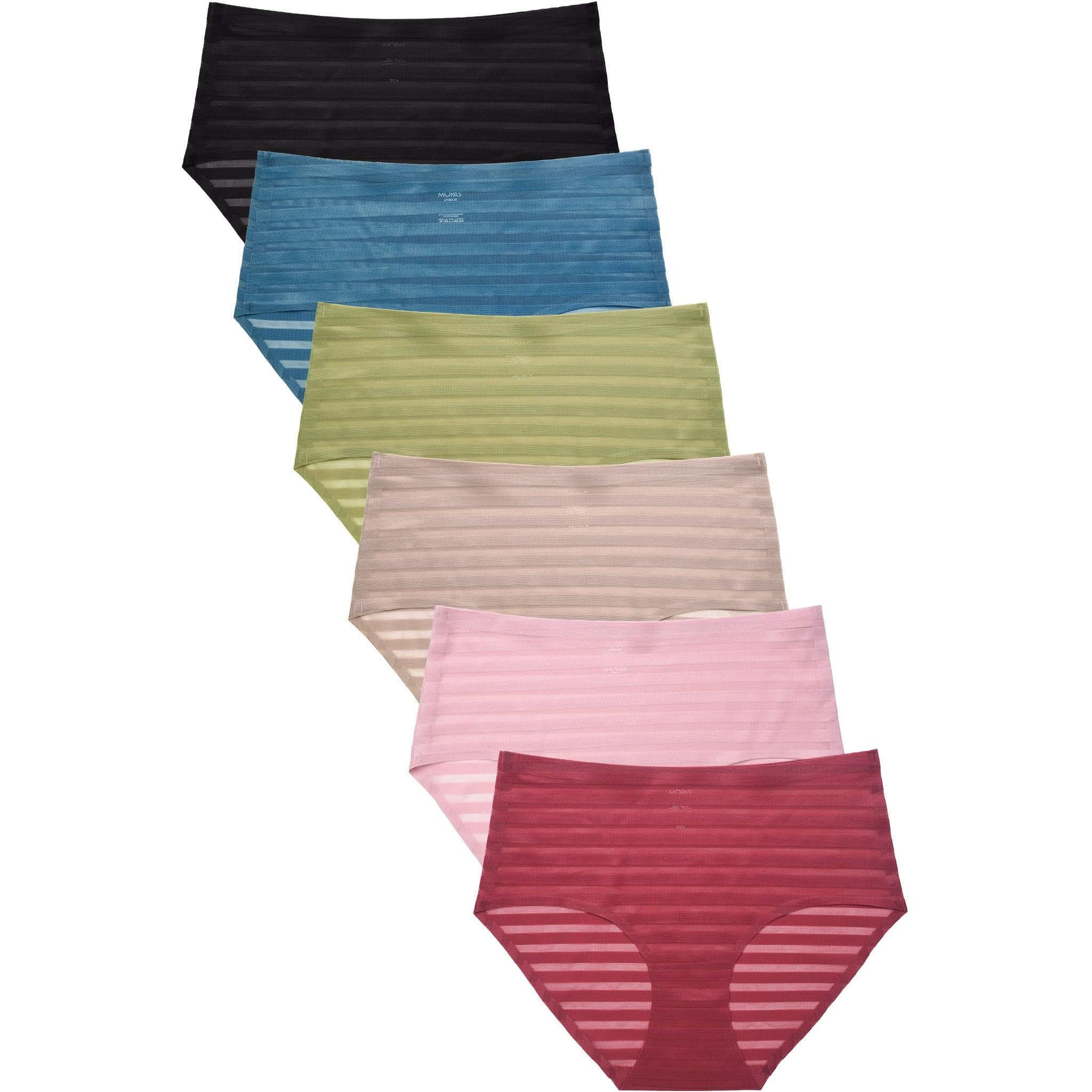 MOPAS Women's Soft No Show Brief Panty Pack of 6 - Various Styles ...