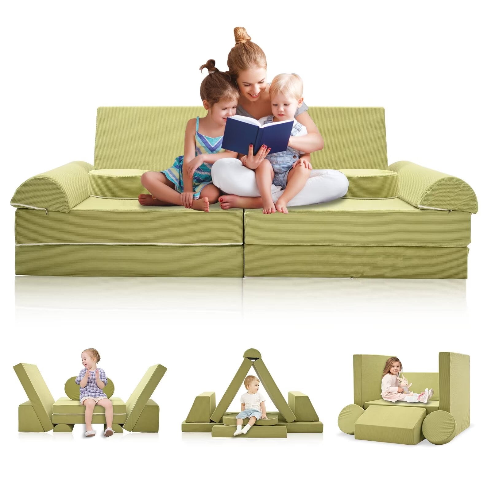 MOPHOTO 11PCS Modular Kids Sofa Couch Fold Out Couch Playhouse Play Set ...