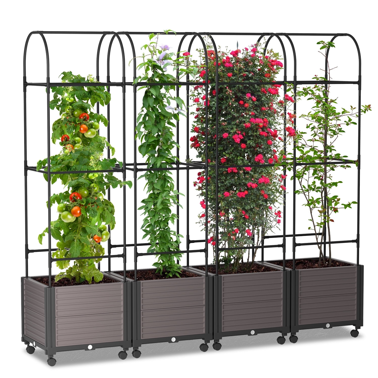 MOPHOTO 16"X12"x61" Raised Garden Bed Planter Box with Wheels, Planter ...