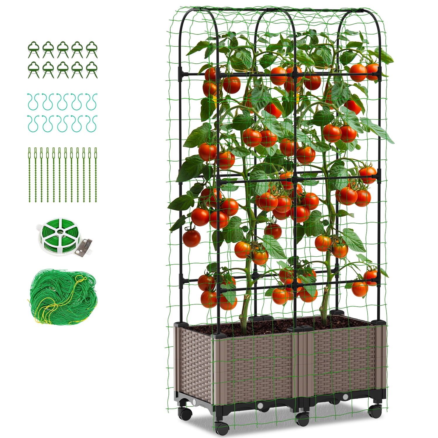 MOPHOTO 16"X32"x73" Raised Garden Bed Planter Box with Trellis for ...